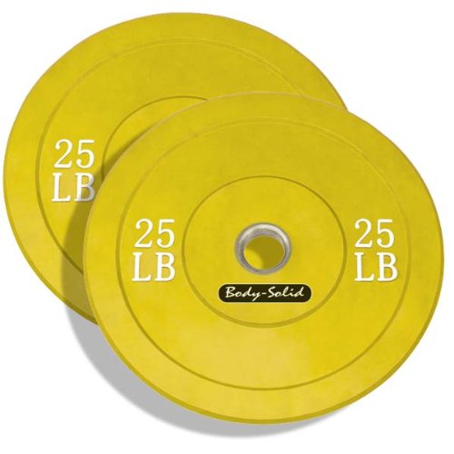 Body-Solid Yellow Bumper Plates - 25lb. Pair • Total Online Gym